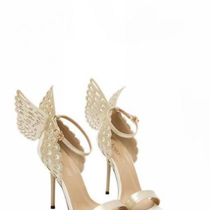 Sexy Wings Design High Heels Fashion Sandals In Gold on Luulla